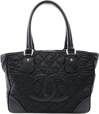 Chanel Pre-owned Sac fourre-tout en nylon et cuir Paris New York Line - Femme - Pre-owned - Noir - Taille: ONE Size