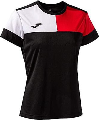Joma T-Shirt Crew V pour Femme, Noir/Rouge/Blanc, XL