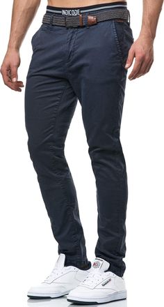 Indicode Herren Waller Chinohose Stretchhose | Chino Herrenhose Stretch Stoffhose Navy, 31/32