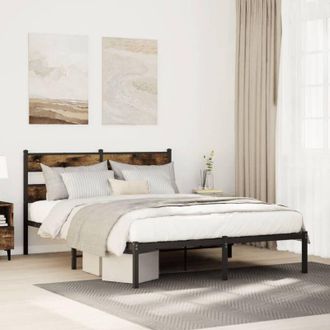 vidaXL Cadre de lit en m&eacute;tal sans matelas ch&ecirc;ne fum&eacute; 160x200 cm Vidaxl