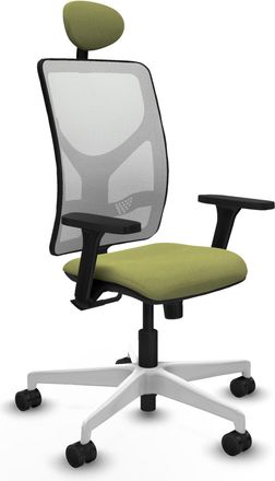 Piqueras y Crespo Gr&uuml;ner Drehstuhl mit 3D-Armlehnen, h&ouml;henverstellbarer Lendenwirbelst&uuml;tze und festem Kopfteil, ausgestattet mit Sincro 3 Positionen und Schneideschaum,