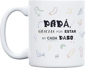UO Tasse mit Botschaft Papa Danke, dass Sie bei jedem Schritt sind, Geschenk f&uuml;r V&auml;ter, Geschenk f&uuml;r Eltern, 350 ml, Keramik