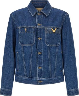 Valentino Garavani Homme, Vestes, Bleu, Taille: XL Veste en jean avec VGold
