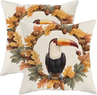 Generic Fall-Tukan Dekokissen Quadratische Dekokissenbezug Weich Sofakissenbezug F&uuml;r Bett Heimdekoration Schlafzimmer 45X45Cm 2Er Set