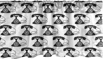 Abakuhaus Retro Fenster Volant, Repetitive Wählscheibe Bilder, Vorhang Volant für Küche Schlafzimmer Dekor mit Stangentasche, 137 cm X 45 cm, Charcoal Grau und 