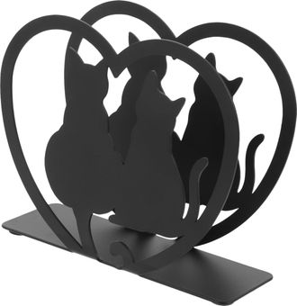 UPKOCH Kreativer Katzen Serviettenhalter Aus Metall, Freistehender Napkin Stand FüR KüChe, Restaurant Und Hochzeit, Schwarz, 12X10X4.2Cm
