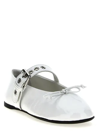 Miu Miu Womens White Calfskin Ballet Flats