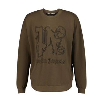Palm Angels Bestickter Logo-Baumwoll-Sweatshirt - - Sweatshirts & Hoodies - Herren - Braun - M
