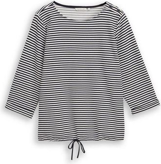 Tom Tailor 3/4-Arm-Shirt T-Shirt Plus Size - Langarmshirt mit Knopf-Details