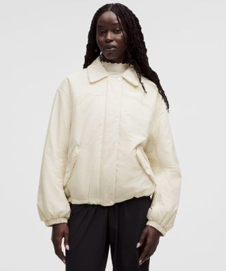 lululemon Isolierte Jacke mit Kragen im Oversized Fit für Frauen - Größe L in Light Ivory