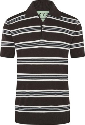 FTC Softes Strick-Poloshirt mit Streifen aus einem Baumwolle-Kaschmir-Mix in