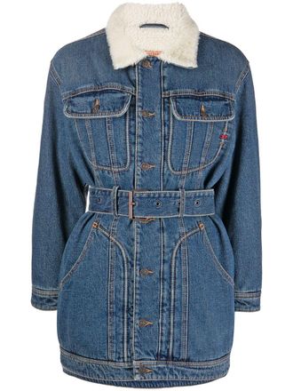 Diesel robe ceintur&eacute;e en jean &agrave; manches longues - Bleu