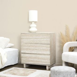 The Home Deco Factory Commode - Home Deco Factory - Pietra - 3 Tiroirs - Blanc Et Beige