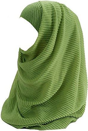 Lina & Lily Écharpe hijab pour femme musulmane, tissu en coton plissée et léger (Vert Olive)