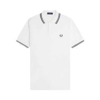 Fred Perry Doppelstreifen Polo Shirt - - Tops - Herren - Wei&szlig; - 2XL