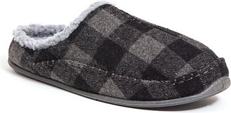 Deer Stags Herren Mens Slippers Hausschuh, Grau/Schwarz kariert, 49 EU Weit
