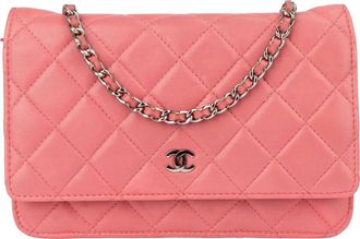 Chanel Crossbody Bags - Chanel Quilted Lambskin Palladium Wallet On Chain - Gr. unisize - in Gold - f&uuml;r Damen