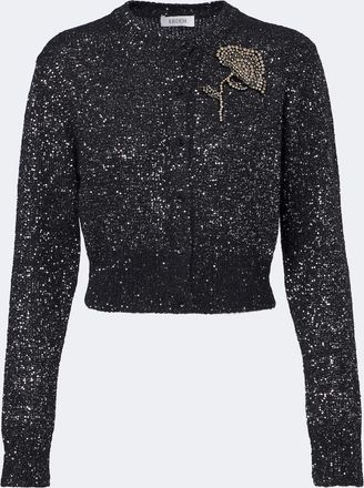 Erdem Cardigan &agrave; ornements en alpaga m&eacute;lang&eacute;