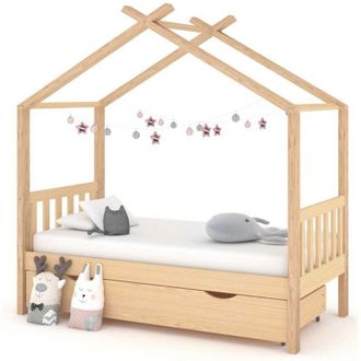 vidaXL Cadre de lit enfant avec tiroir bois de pin massif 80x160 cm Vidaxl