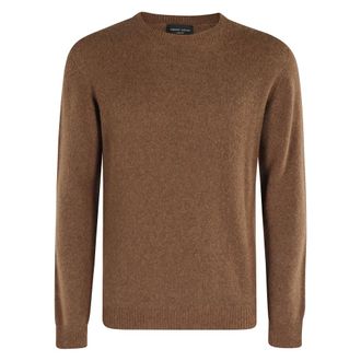 Roberto Collina Homme, Pulls, Brun, Taille: XL Pull à Col Rond à Manches Longues Tabac