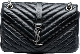 Saint Laurent Hobo Bags - Medium Crinkled Calfskin Punk Chain Bag - Gr. unisize - in Schwarz - f&uuml;r Damen