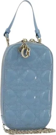 Dior Sac bandouli&egrave;re mini en cuir verni Pre-owned - Femme - Pre-owned - Bleu - Taille: ONE Size