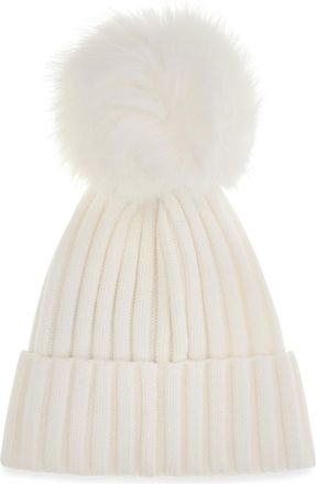 Moncler Womens Wool Hat With Pon Natural Fleece Ovis Aries E Hairbands