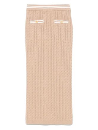 Alessandra Rich jupe en maille torsadée à coupe mi-longue - Tons neutres