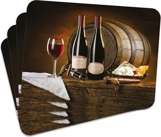 MG Design Set aus 4 Kork-Platzsets - Wine 1 - 30 x 40 cm - hitzebeständig & abwischbar, mit Korkrückseite