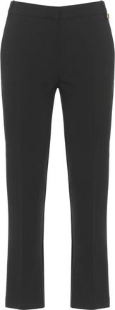 Elisabetta Franchi Femme, Pantalons, Noir, Taille: 44 FR Pantalon en cr&ecirc;pe l&eacute;ger avec breloque logo