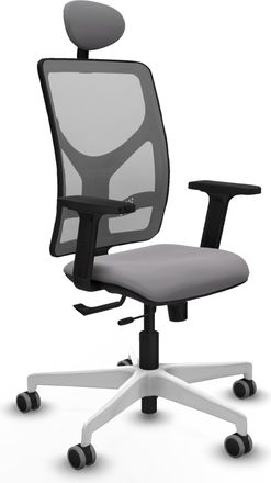 Piqueras y Crespo PC-Stuhl aus grauem Netzstoff, mit 2D-Armlehnen, h&ouml;henverstellbarer Lendenwirbelst&uuml;tze und festem Kopfteil, ausgestattet mit Syncro/Traslack und Schne