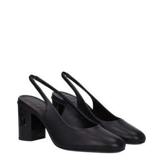 Max Mara Womens Leather Slingback Heel Black