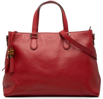 Gucci Hobo Bags - Leather Bamboo Tassel Satchel - Gr. unisize - in Rot - für Damen