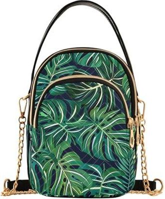 Mnsruu Sac à bandoulière pour femme, motif feuilles de palmier tropicales, vert, sac à main, petit sac à bandoulière avec sangle réglable