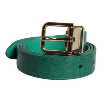 Dolce & Gabbana Lederg&uuml;rtel mit Logo und Metallschnalle - - Accessories - Damen - Gr&uuml;n - ONE SIZE