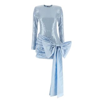 Rotate Rotate Birger Christensen, Femme, Robes, Bleu, Taille: 36 FR Sequins Bow Mini Dress