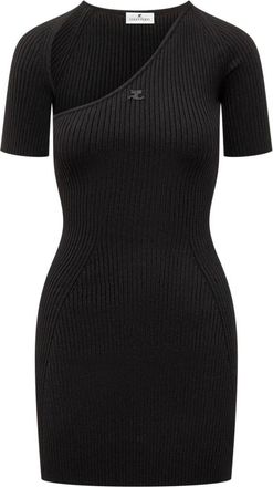 Courr&egrave;ges Femme, Robes, Noir, Taille: 38 FR Cut-out Rib Knit Midi Dress