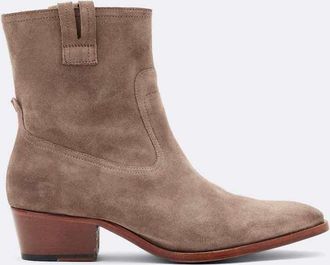 AllSaints Jura Wildleder-Stiefelette mit Rei&szlig;verschluss in Karoo Brown-Braun
