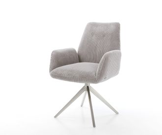 DELIFE Esszimmerstuhl Zoa-Flex Cord Silbergrau Kreuzgestell breit Edelstahl Taschenfederkern, Esszimmerst&uuml;hle