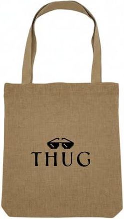 Fabulous Sac Shopping Tote Bag Aspect Lin - Thug Life Humor Meme - Sac de Courses Toile Epaisse 360g Beige Naturel Cabas Port&eacute; Epaule Solide Imprim&eacute; en France