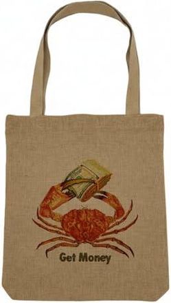 Fabulous Sac Shopping Tote Bag Aspect Lin - Get Money Collage Vintage Illustration Humour Humour Zoomer Streetwear - Sac de Courses Toile Epaisse 360g Beige Na