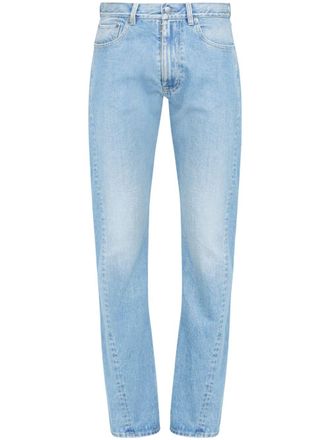 Maison Margiela jean en coton à ourlet retroussé - Bleu