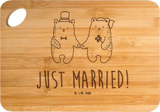 Mr. & Mrs. Panda Bambus - Schneidebrett Bär Heirat - Geschenk, Bär Verheiratet Heirate Heirat Hochzeit Hochzeitsgeschenk Hochzeitspaar, Hackbrett