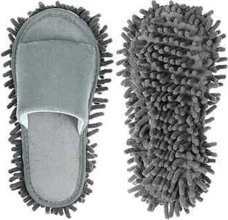 Soimiss Pantoufles De Nettoyage Pour Sols Unisexes &agrave; Semelle Chenille, Gris, Taille Xl, Serpilli&egrave;re Int&eacute;gr&eacute;e, Respirantes Et Antid&eacute;rapantes Pour Usage Domesti