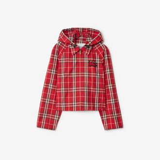Burberry Veste courte &agrave; capuche Newcott Check, Size: XS