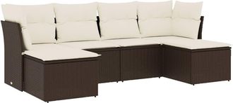 vidaXL Vidaxl - Set Divano Da Giardino 6 Pz Con Cuscini Marrone In Polyrattan