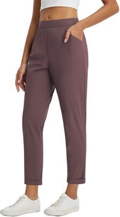 Baleaf Pantalon de jogging pour femme - Taille haute - Avec poches - Pantalon de loisirs - Taille haute - D&eacute;contract&eacute;, marron fonc&eacute;, XXL