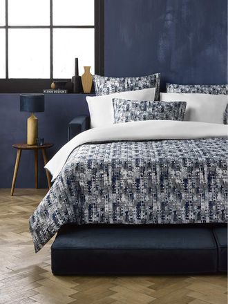 De Witte Lietaer Jenga Bettw&auml;sche, Satin: Bettbezug und Kissenbez&uuml;ge, Baumwolle, Bedruckt, Blau, 240 x 220 cm/260 x 70 cm