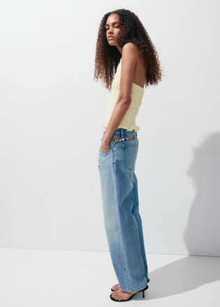 Mango Haltertop aus Bambulagewebe pastellgelb - Damen - XS - MANGO