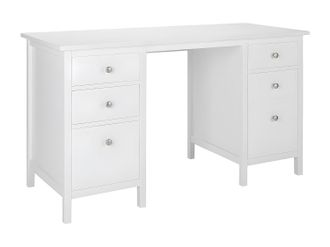 Vente-Unique Schreibtisch Albane? 4 Schubladen? 1 T&Aring;r? Kiefer wei&middot;